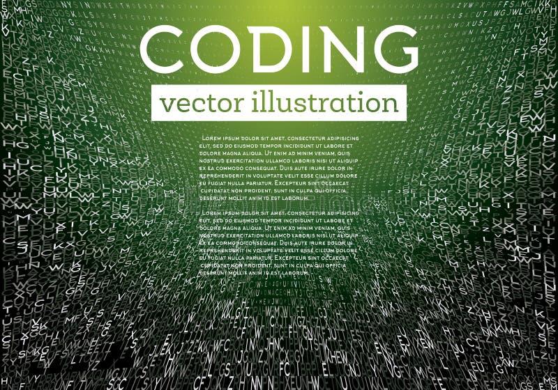 Abstract Green Technology Background with Different Letters. Stock ...