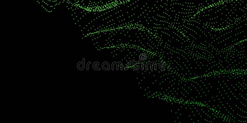 Abstract Green Technology Point Mesh Network in Dark Space 3d Render ...