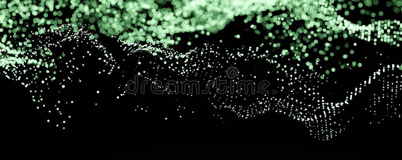 Abstract Green Technology Point Mesh Network in Dark Space 3d Render ...