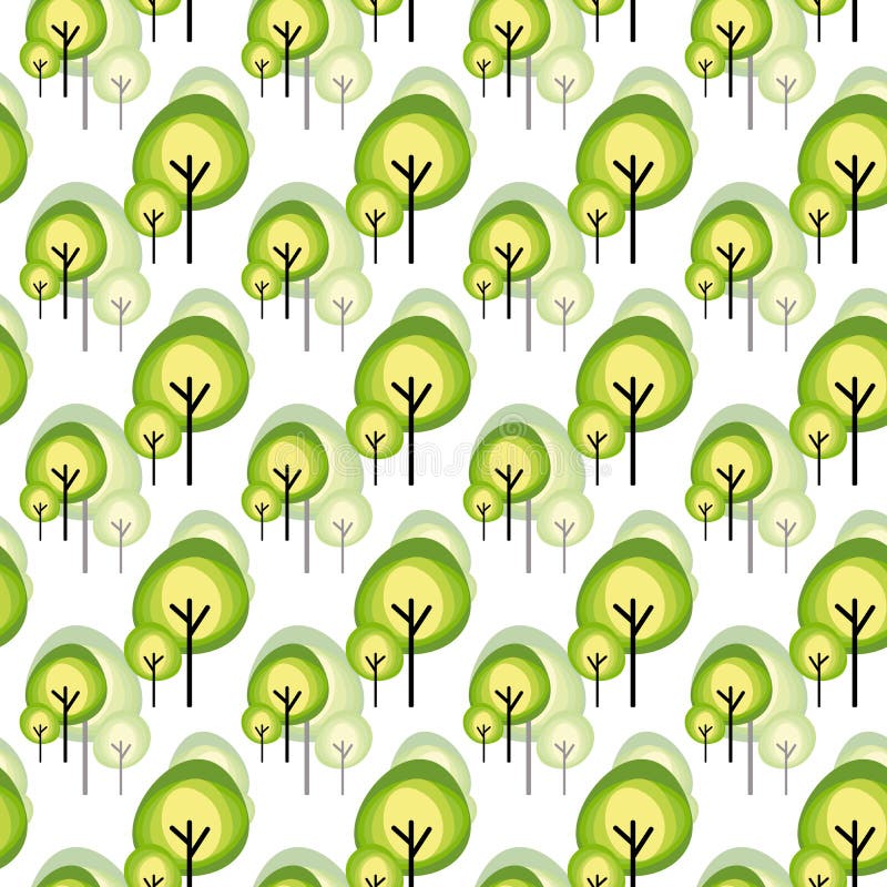 Abstract Green Tree Seamless Pattern Stock Vector - Illustration of ...