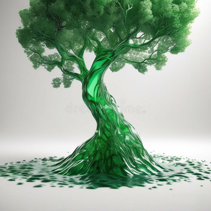 Abstract Green Tree with Splashes of Water Stock Illustration ...