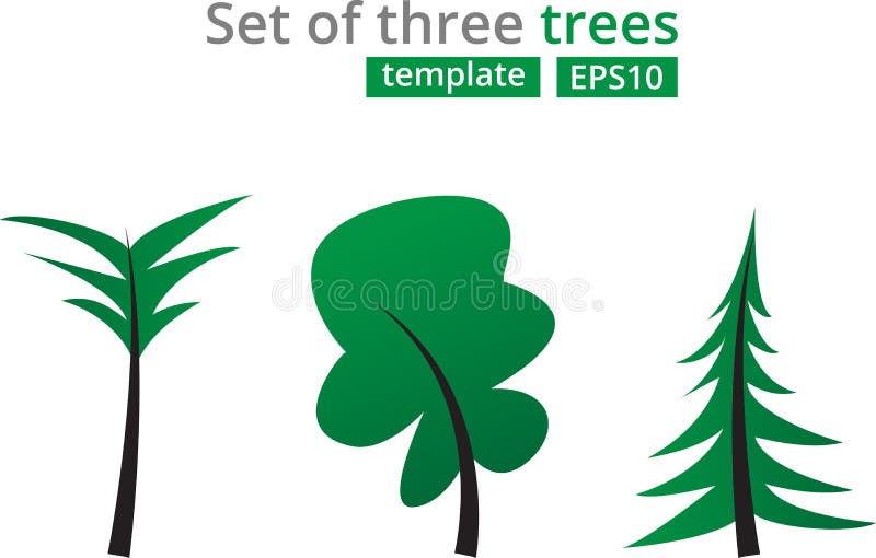 Abstract Green Trees Set. Concept for Design Template with Christmas ...