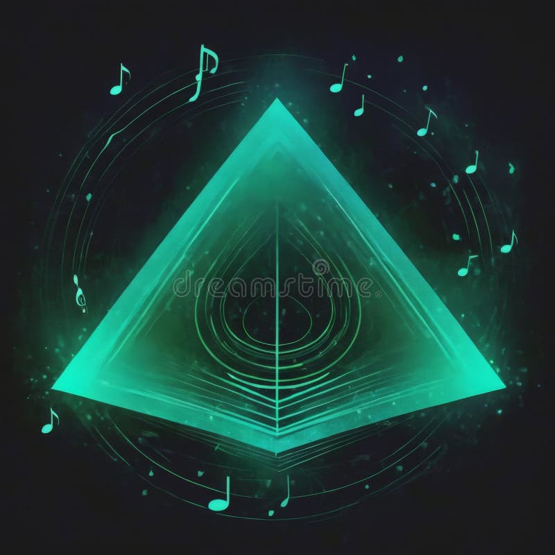 Abstract Green Triangle with Music Notes Stock Illustration ...