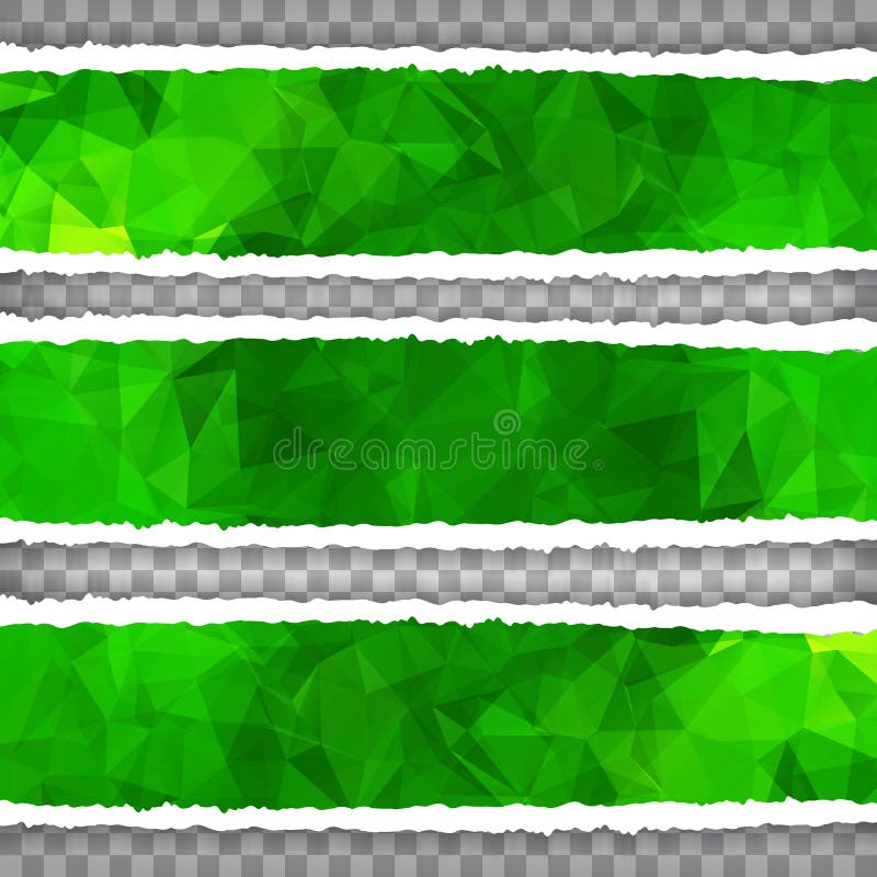 Abstract Green Triangular Polygonal Torn Paper Banner Set Stock Vector ...