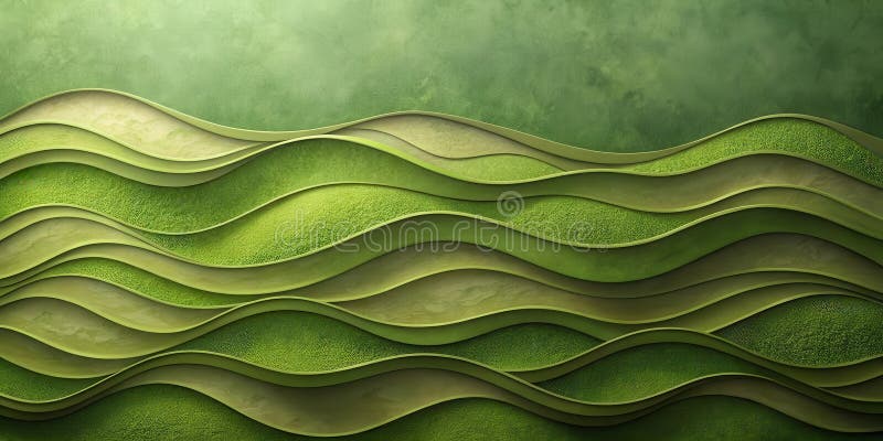Abstract Green Undulating Landscape Design Featuring Textured Waves and ...