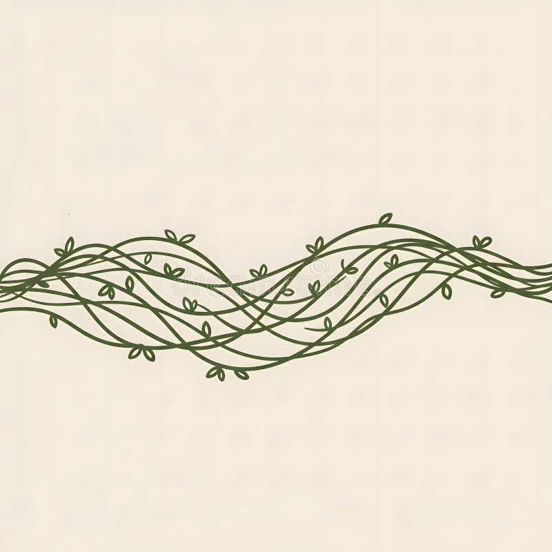 Abstract Green Vine with Leaves Organic Design Element Copy Space Stock ...