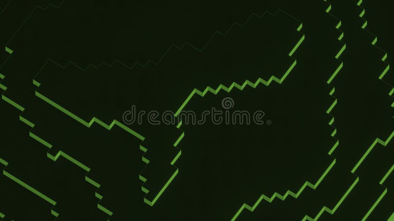 Abstract Green Visualization of a Retro Tetris Game. Design ...