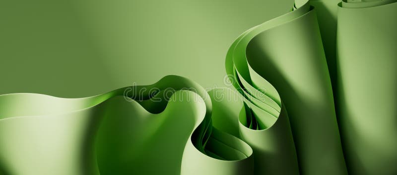 Abstract Green Wallpaper. Curvy Folded Paper Background Stock ...