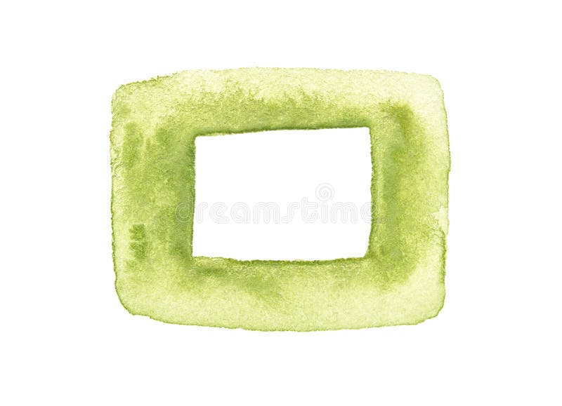 Abstract Green Watercolor Rectangle Frame on White Background for ...