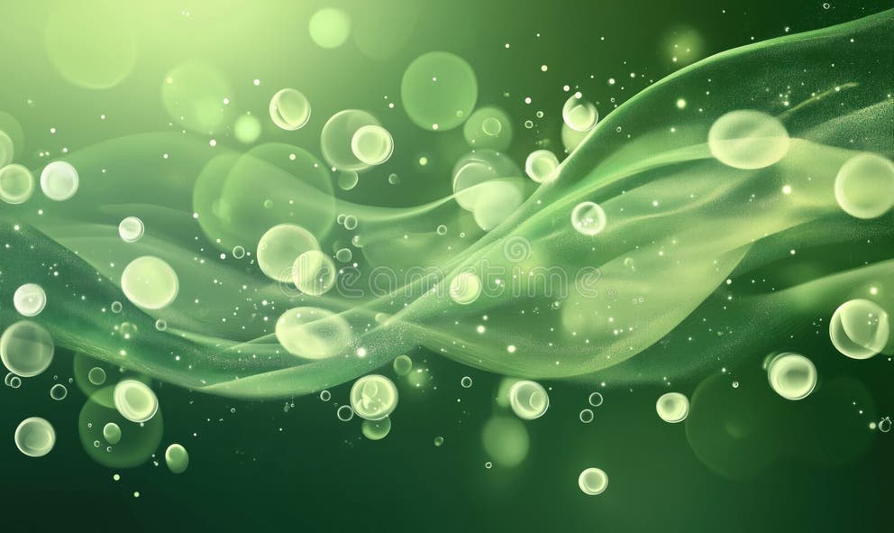 Abstract Green Wave Background with Bubbles and Light Effects for ...