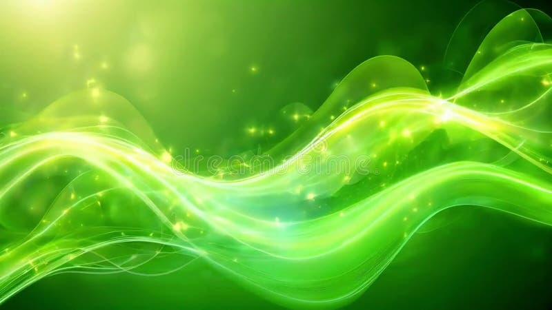 Abstract Green Wave Background with Glowing Light Effects Stock Footage ...
