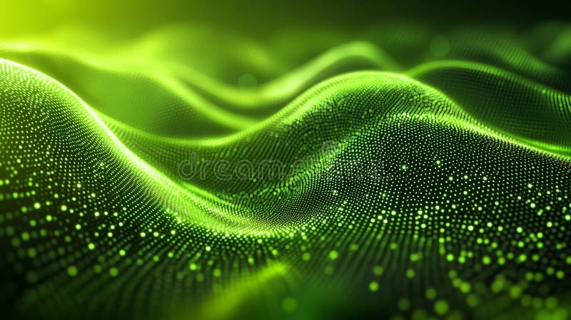 Abstract Green Wave Particle Background Stock Illustration ...