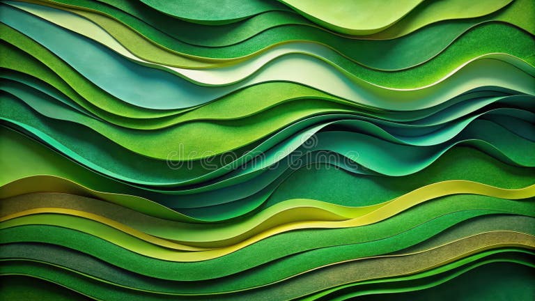 Abstract Green Wave Pattern Design Layered Paper Texture Background ...