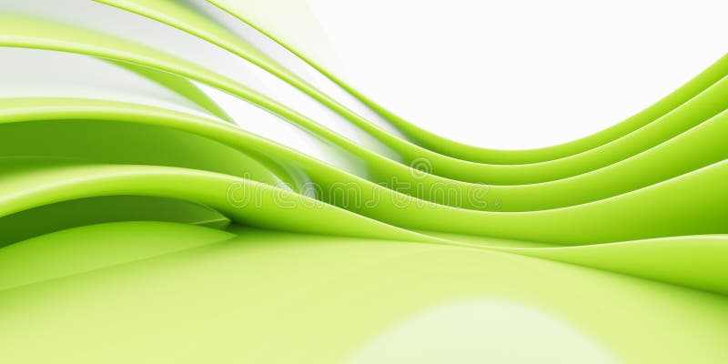 Abstract Green Wave Pattern on White Background 3d Render Illustration ...