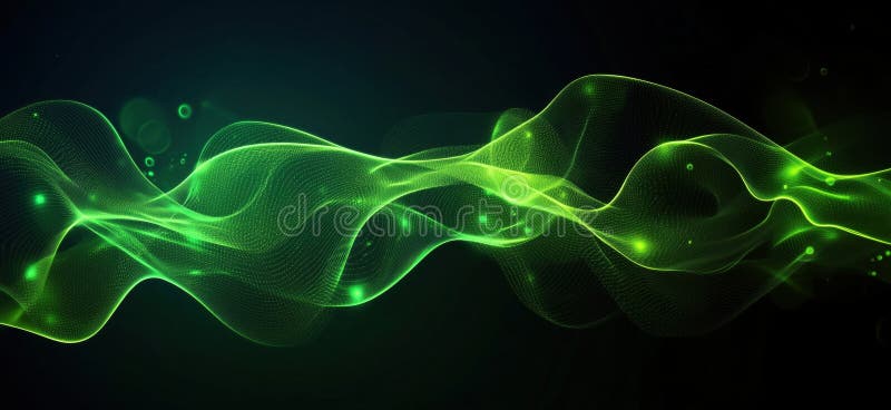 Abstract Green Wave Patterns with Glowing Effects and Smooth Curves ...