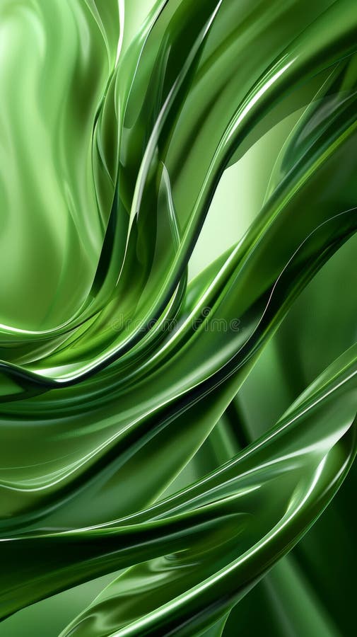 Abstract Green Waves of Fluid Textures, Modern Digital Art Concept ...