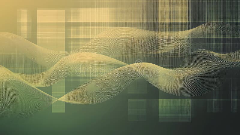 Abstract Green Waves Overlapping Grid Pattern Stock Illustration ...