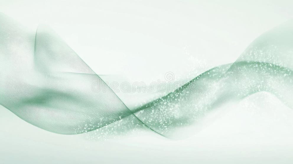 Abstract Green Waves with Sparkles Create a Serene Flowing Light Design ...