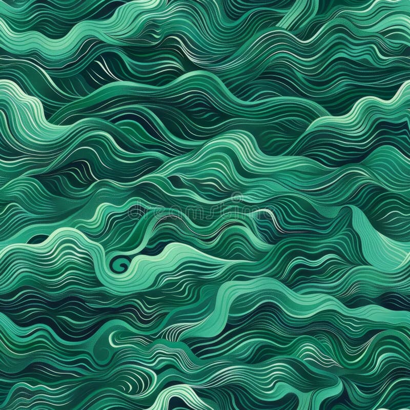 Abstract Green Waves Texture Digital Art Background Stock Image - Image ...