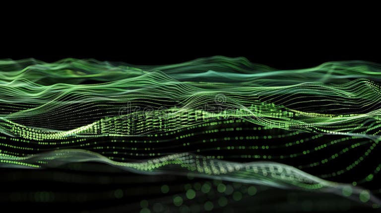 Abstract Green Wavy Data Streams Technology Background Stock ...