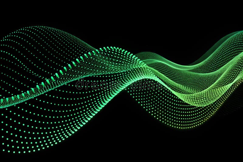 Abstract Green Wavy Dot Pattern on Black Background - Generated by Ai ...