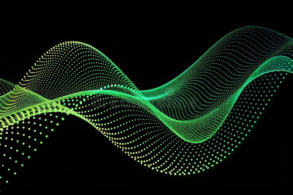 Abstract Green Wavy Dot Pattern on Black Background - Generated by Ai ...
