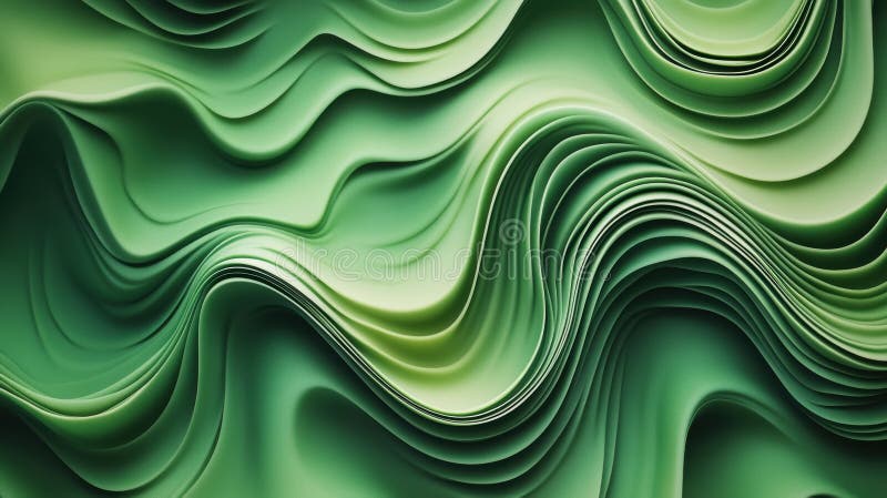 Abstract Green Wavy Layers Creating a Mesmerizing Organic Pattern with ...
