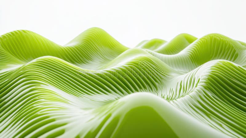 Abstract Green Wavy Surface Background with Light Gradient Stock Image ...