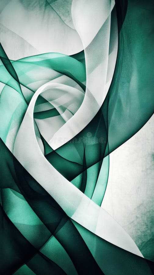Abstract Green and White Flowing Shapes Create a Sense of Movement and ...