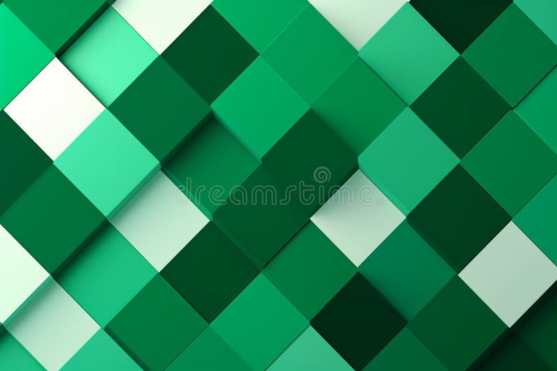 Abstract Green and White Geometric Cubes Background. AI Generated Stock ...