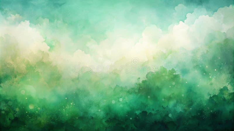 Abstract Green and White Watercolor Sky and Landscape Background ...