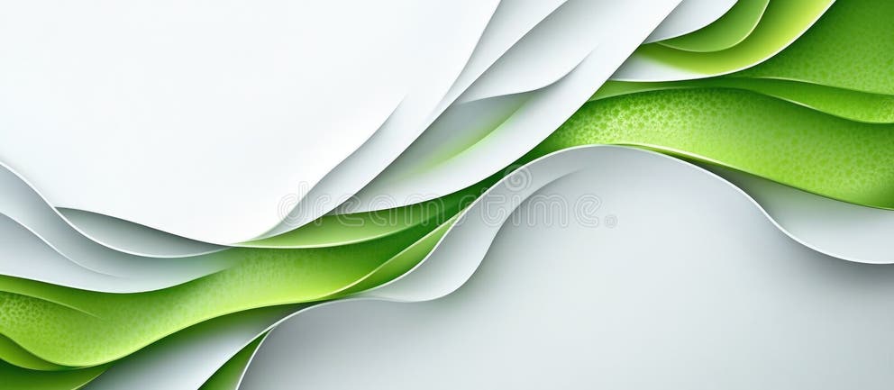 Abstract Green and White Wavy Paper Background Stock Illustration ...