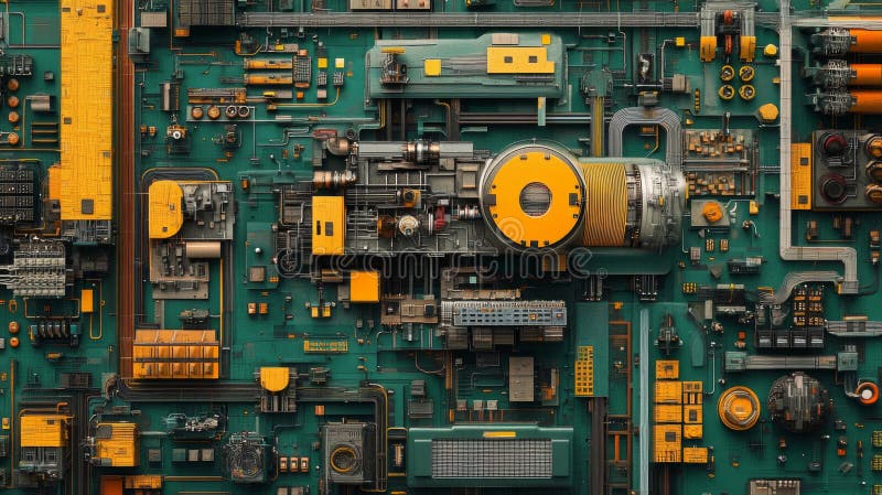 Abstract Green and Yellow Circuit Board Texture Stock Illustration ...