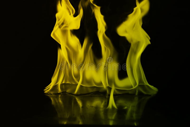 Abstract Green And Yellow Fire Smoke On Black Background, Fire Design ...