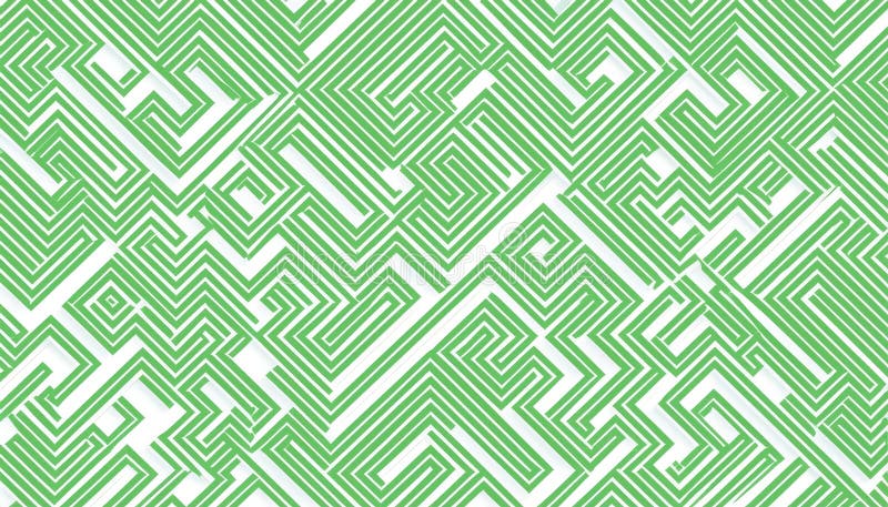 Abstract Green and Yellow Geometric Maze Pattern Design Stock ...