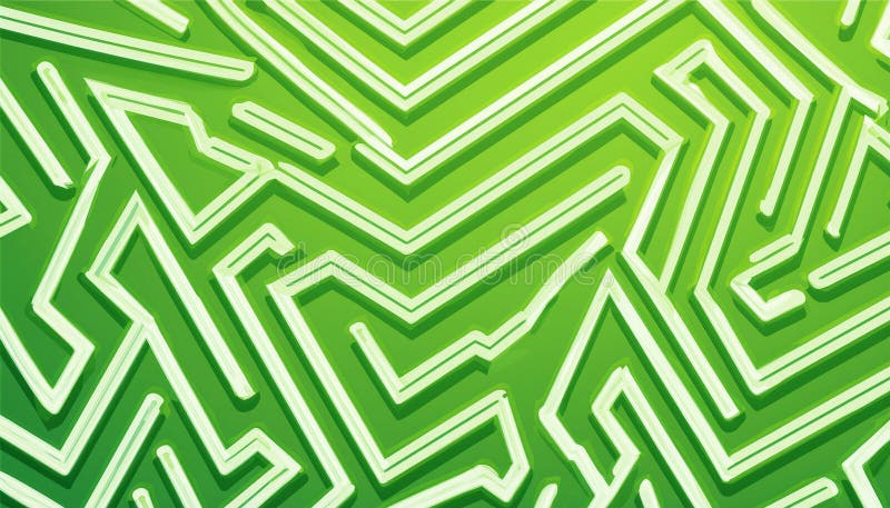 Abstract Green and Yellow Geometric Maze Pattern Design Stock ...