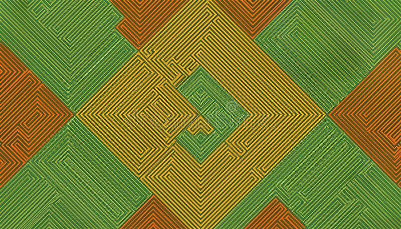 Abstract Green and Yellow Geometric Maze Pattern Design Stock ...