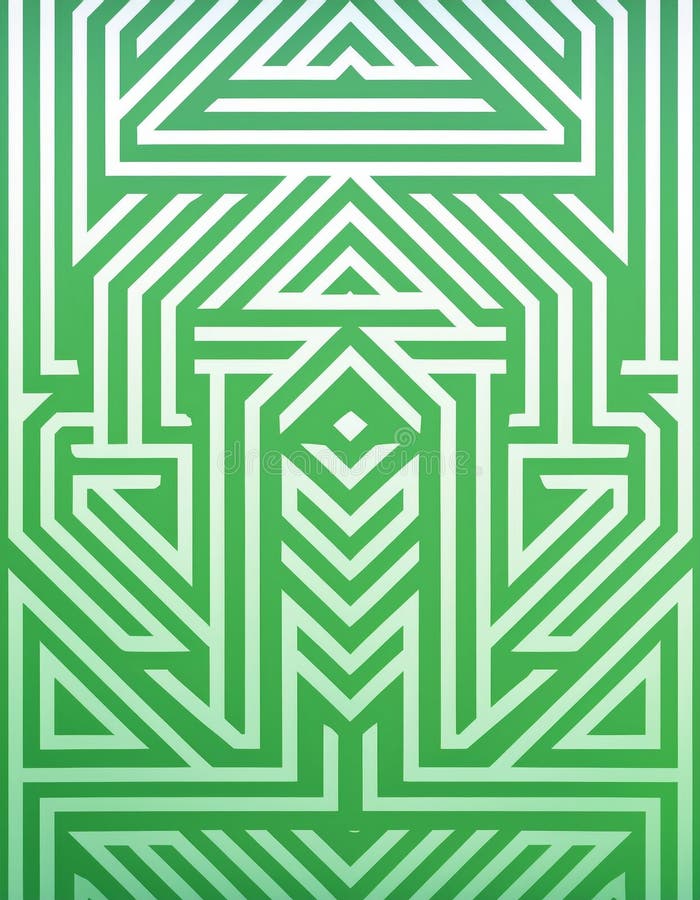 Abstract Green and Yellow Geometric Maze Pattern Design Stock ...
