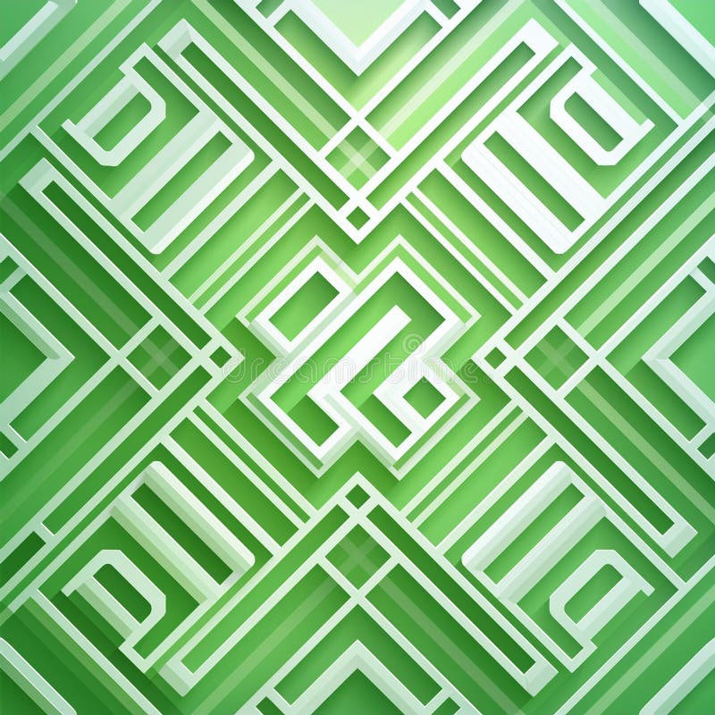Abstract Green and Yellow Geometric Maze Pattern Design Stock ...