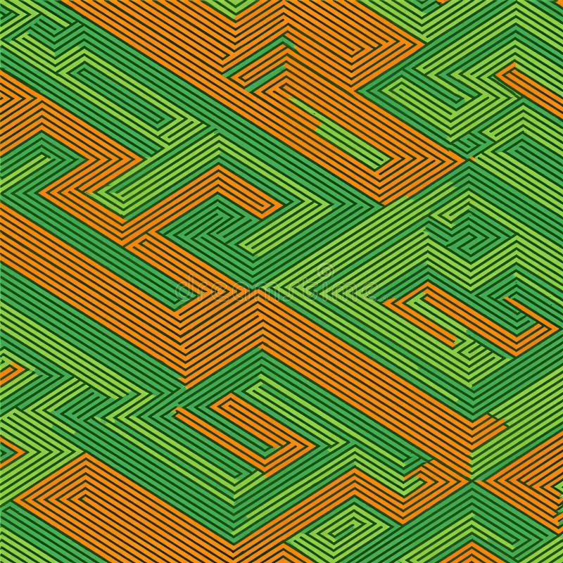 Abstract Green and Yellow Geometric Maze Pattern Design Stock ...