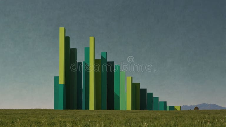Abstract Green and Yellow Histogram Chart in Open Field Under Clear Sky ...