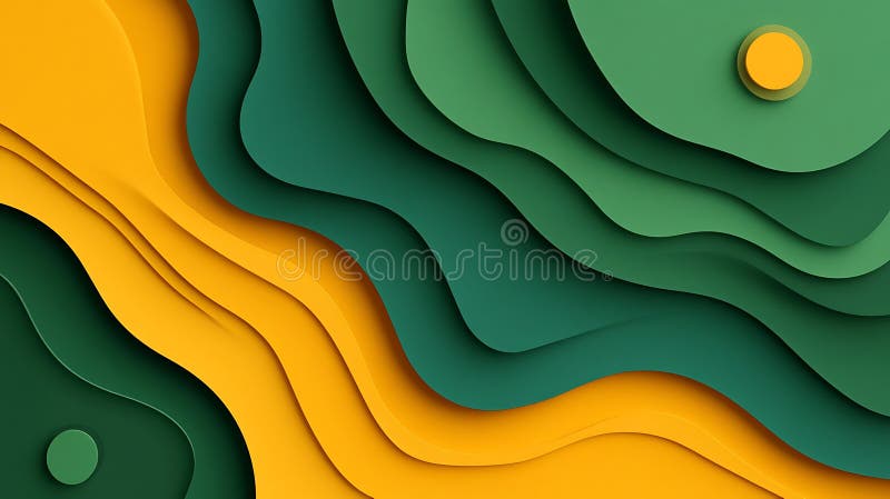 Abstract Green and Yellow Layered Wave Design Stock Illustration ...