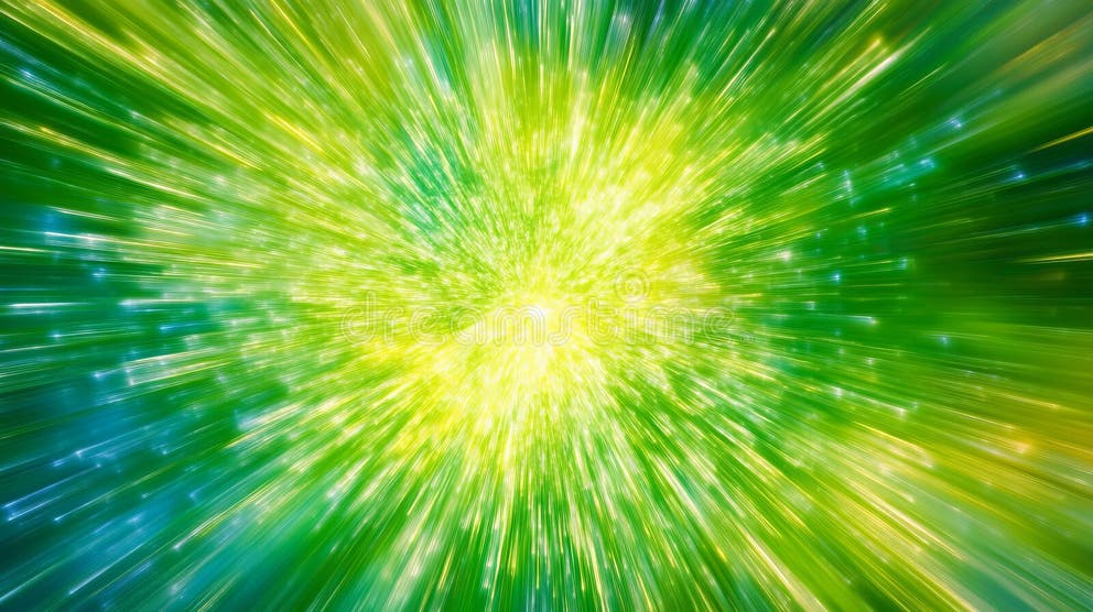 Abstract Green and Yellow Light Burst Background with Dynamic Motion ...