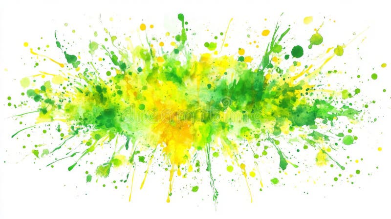 Abstract Green and Yellow Watercolor Paint Splash Stock Illustration ...