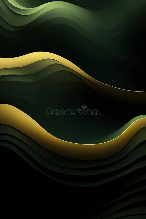 Abstract Green and Yellow Wave Background, Swirl and Wavy Soft Pattern ...