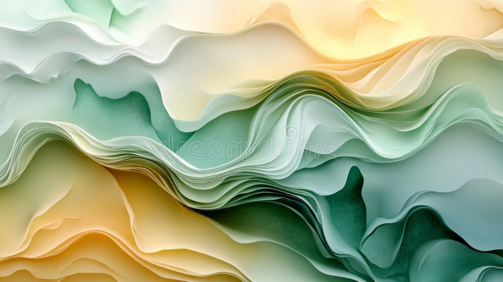 Abstract Green and Yellow Wave Pattern Background Stock Illustration ...