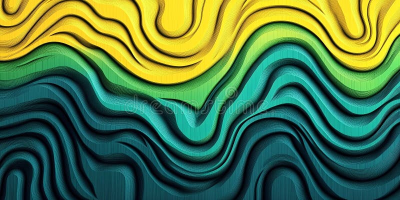 Abstract Green Yellow Wave Pattern Digital Art Background Waves Curve ...