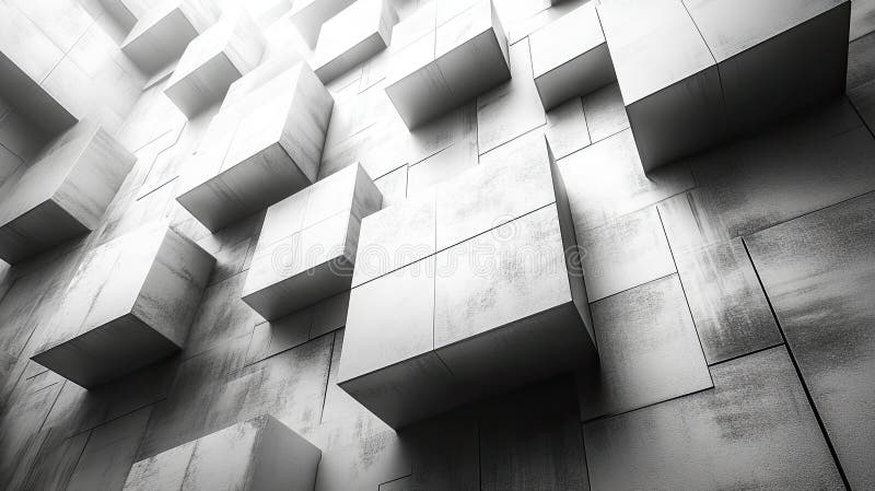 Abstract Geometric Wall of Cubic Tiles Stock Illustration ...