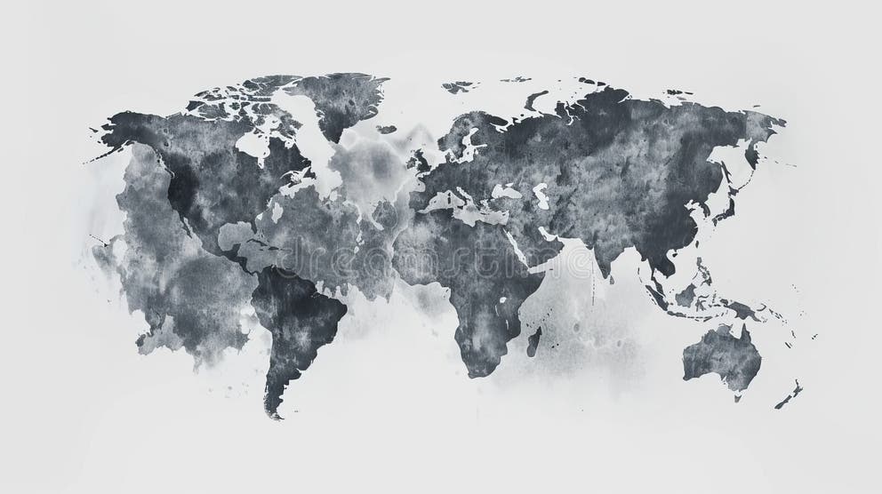 Abstract Grey 3D World Map with Shadows. Stock Illustration ...