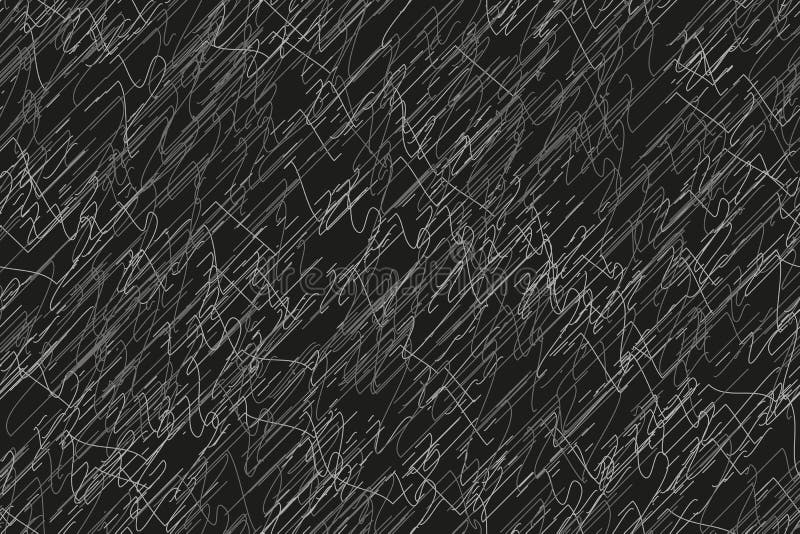 Abstract Grey Doodles Seamless Pattern on Black Stock Vector ...